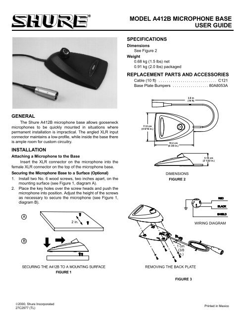 MODEL A412B MICROPHONE BASE USER GUIDE