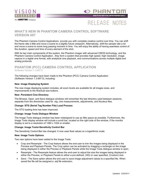 (pcc) camera control application - Vision Research