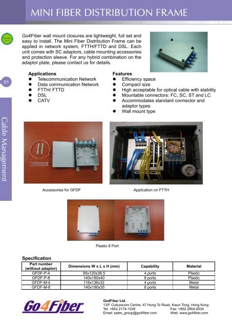 MINI FIBER DISTRIBUTION FRAME - Go4Fiber Ltd