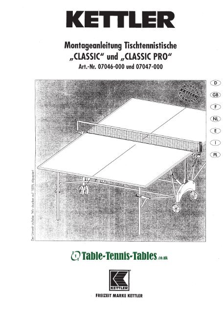 Kettler Classic user manual, parts list and build instructions