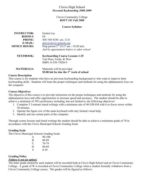 Keyboarding Syllabus - Clovis Municipal School District