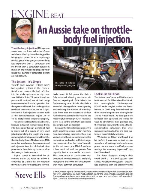 An Aussie Take On Throttle- Body Fuel Injection - Rotec Engines