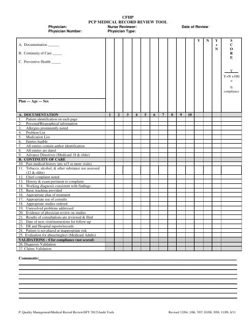 14.2 PCP Medical Record Review Tool 2011