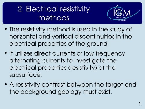 2. Electrical resistivity methods