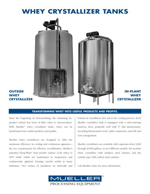 whey crystallizer tanks - Paul Mueller Company