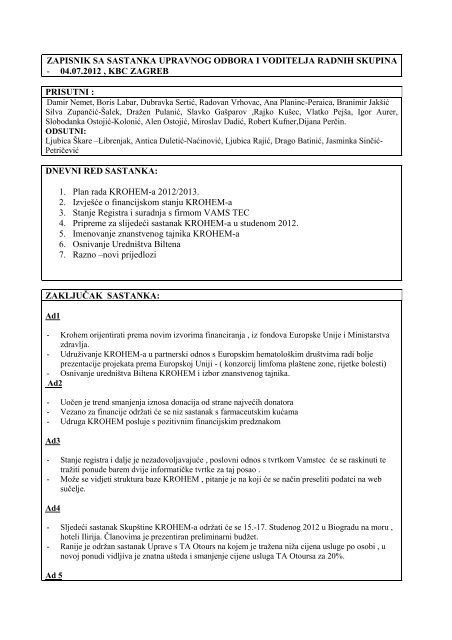 Zapisnik sa Sastanka - KroHem