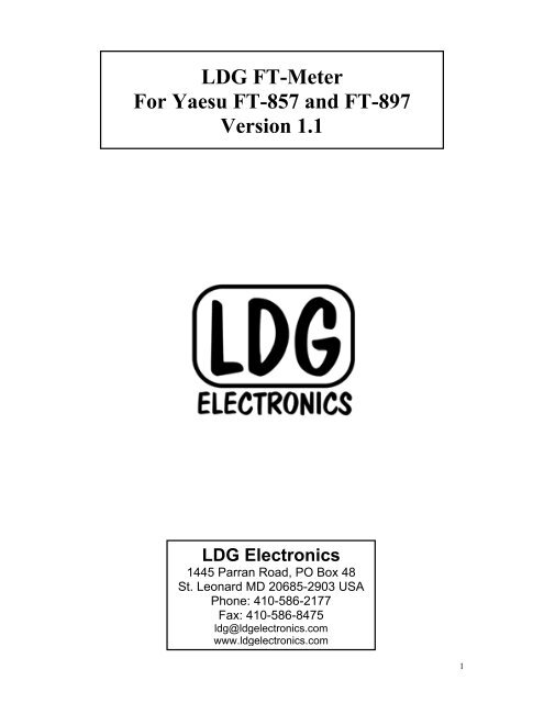 FT-Meter Manual - LDG Electronics