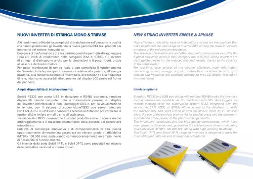 NUOVI INVERTER DI STRINGA MONO & TRIFASE NEW ... - Siel Spa