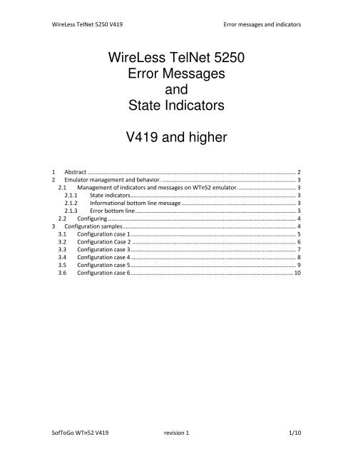 WireLess TelNet 5250 Error Messages and State Indicators V419 ...