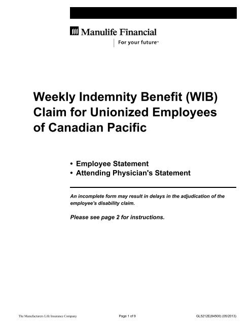Weekly Indemnity Benefit - TCRC Division 355 Calgary