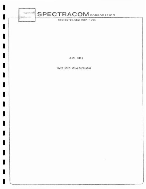 Spectracom 8163 WWVB Receiver/Comparator Manual ... - To-Way