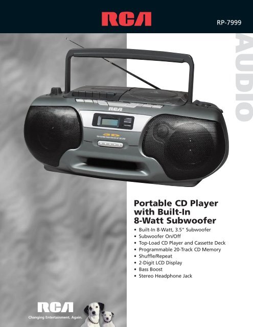 Portable CD Player with Built-In 8-Watt Subwoofer