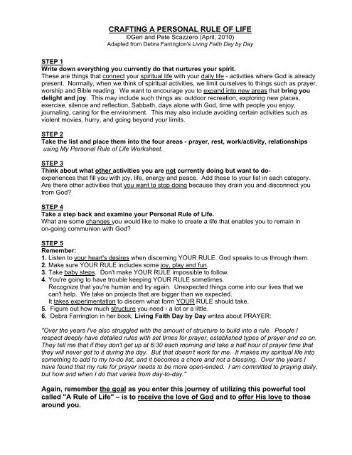 Crafting a Personal Rule of Life - Oak Pointe Church