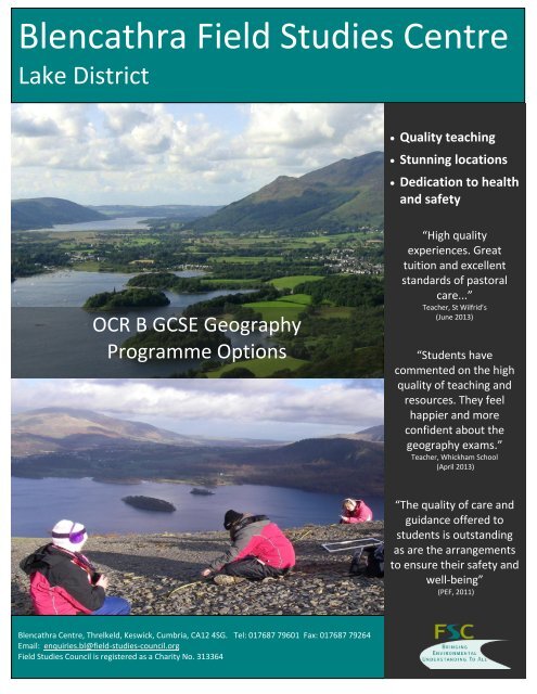 OCR B GCSE Geography - Field Studies Council