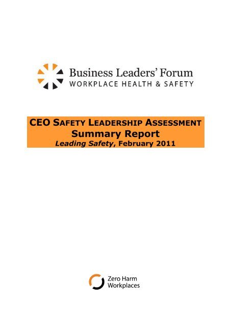 Read the full CEO Safety Leadership Assessment Summary Report ...