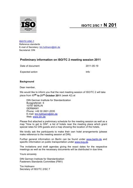 ISO/TC 2/SC 7 N 201