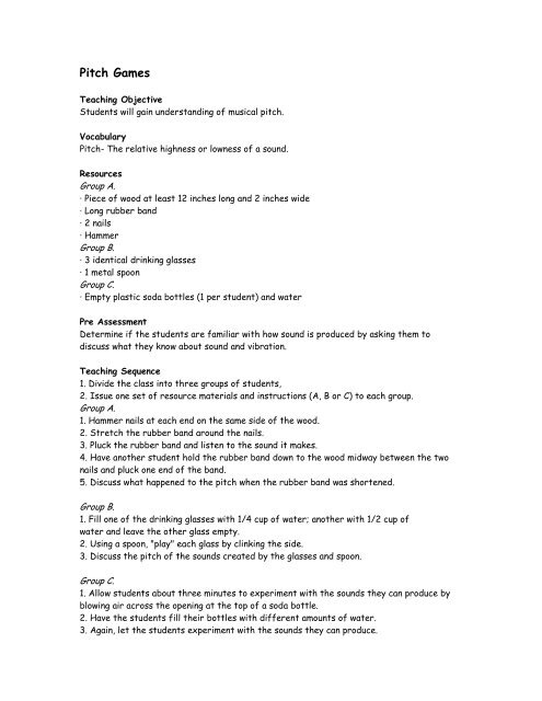 Sounds of Music- Pitch Games (pdf) - DSO Kids