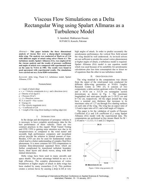 Viscous Flow Simulations on a Delta Rectangular Wing ... - Ibcast