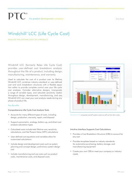 Windchill LCC (formerly Relex Life Cycle Cost) Data Sheet - PTC.com