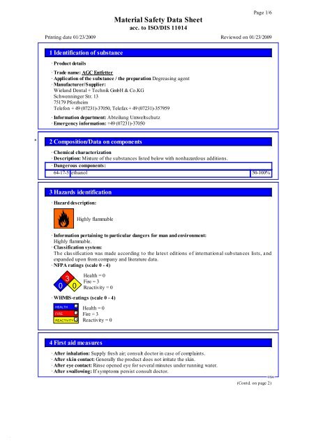 Material Safety Data Sheet 0 3 0 - Wieland Dental