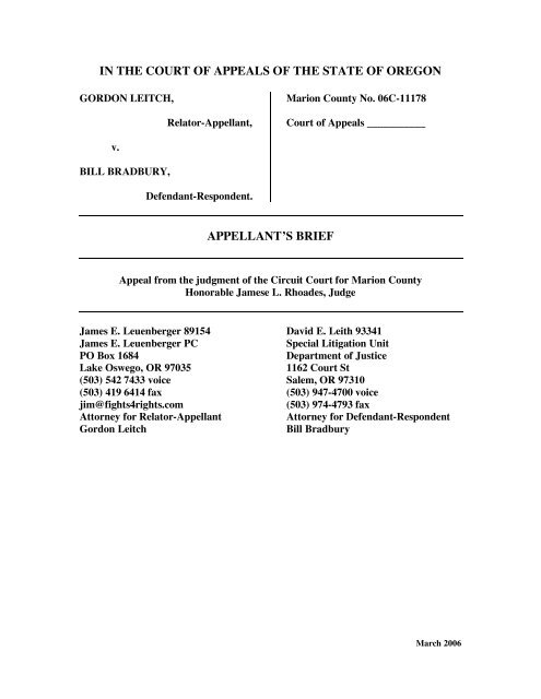 Opening brief filed in the Oregon Court of Appeals. - Fights 4 Rights