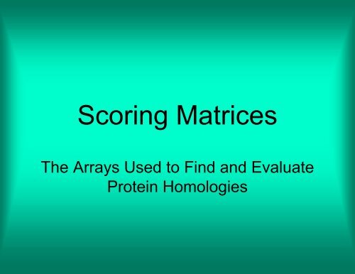 Scoring Matrices