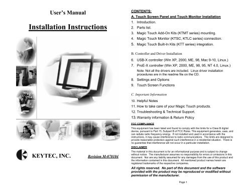 User's Manual - Keytec, Inc.
