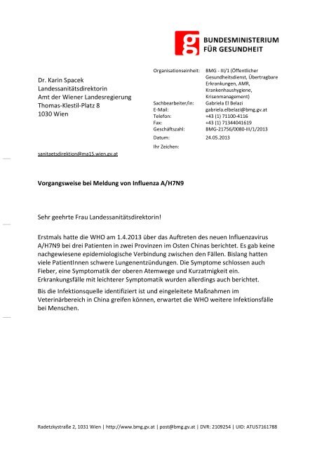 Dr. Karin Spacek LandessanitÃƒÂ¤tsdirektorin Amt der Wiener ...