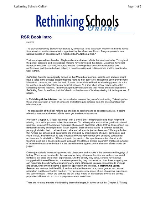 Rethinking Schools Rethinking” School Discipline