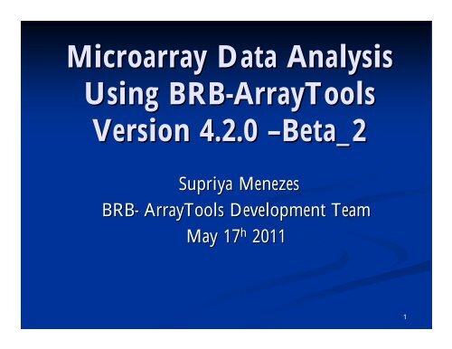 Microarray Data Analysis Using Brb Arraytools Version 420 6658