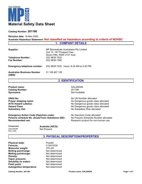 Material Safety Data Sheet - MP Biomedicals