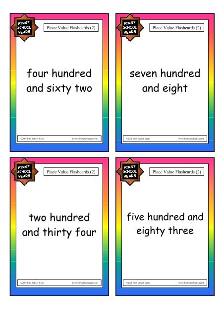 place value word cards.pdf - First School Years