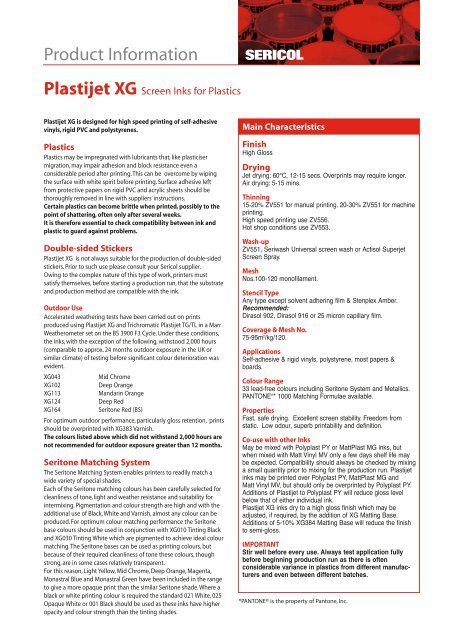 Plastijet XG - FUJIFILM SERICOL