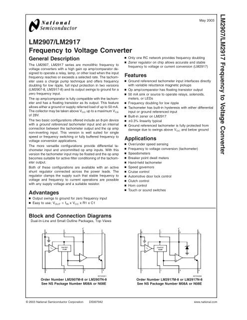 LM2917N-8 datasheet - Mantech Electronics