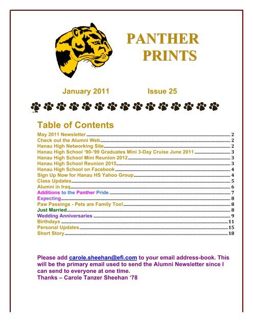 PANTHER Prints January 2011 - Hanau American High School