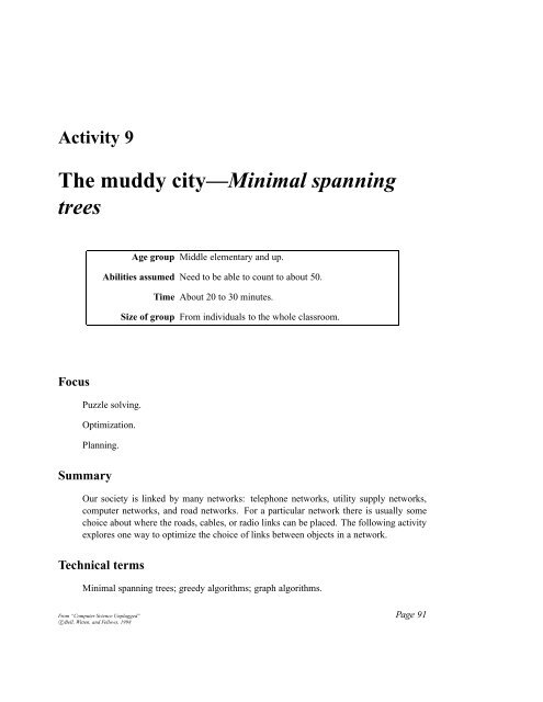 The muddy city—Minimal spanning trees - Computer Science ...