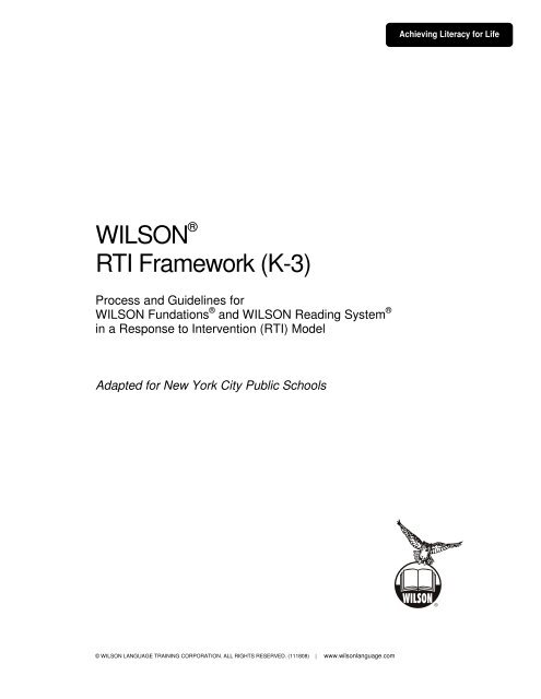 WILSON RTI Framework (K-3) - Wilson Language Training