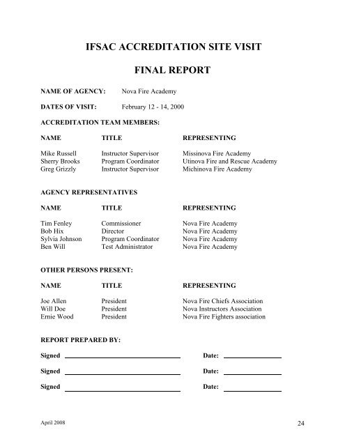 IFSAC ACCREDITATION SITE