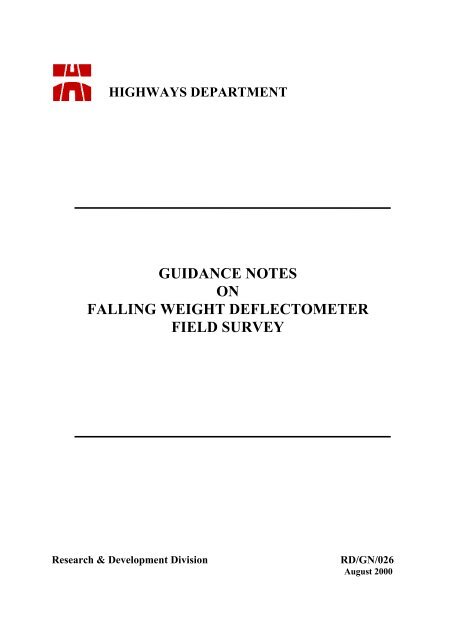 guidance notes on falling weight deflectometer field survey