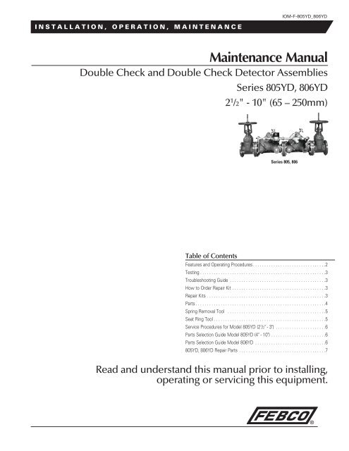 Febco Watts 805Y 805YD 806YD Double Check ... - Irrigation Direct