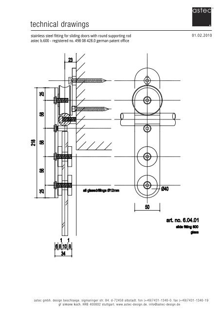 technical drawings astec b.600 - astec design fittings