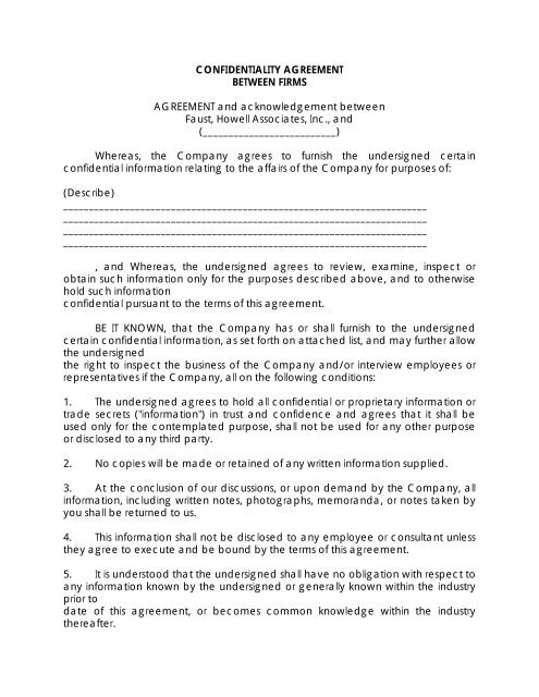 CONFIDENTIALITY AGREEMENT BETWEEN ... - FHA Architects