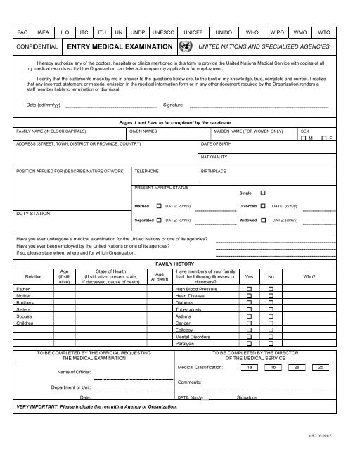ENTRY MEDICAL EXAMINATION