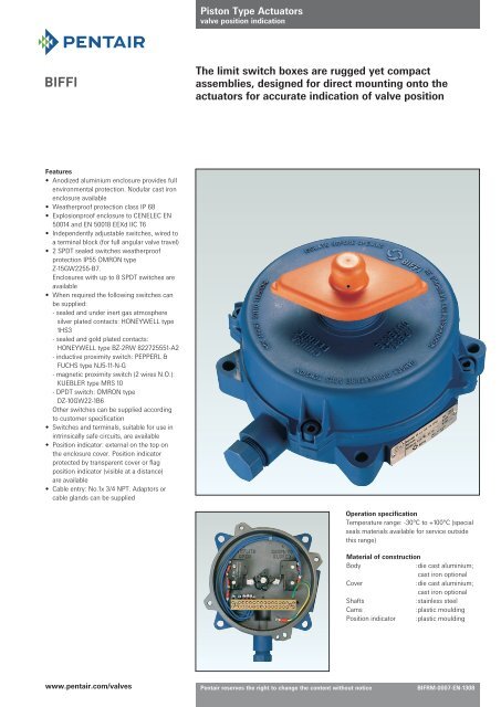 The limit switch boxes are rugged yet compact assemblies ...