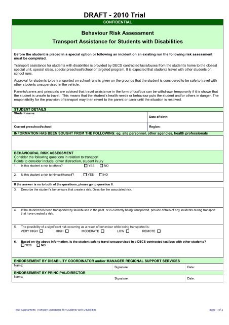 Transport Risk Assessment Draft - SERU
