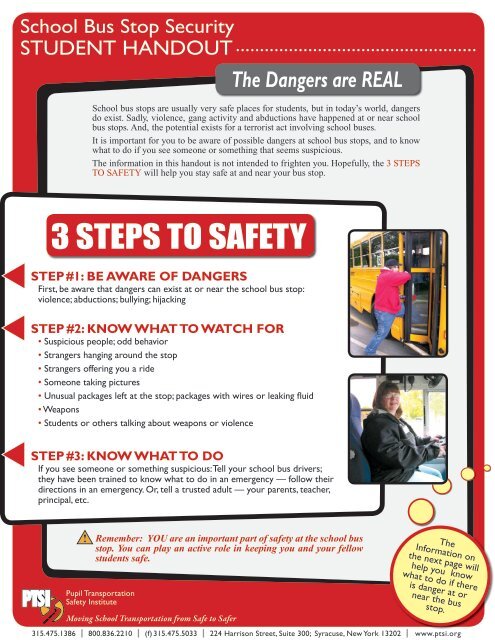 School Bus Stop Safety - Pupil Transportation Safety Institute School Bus Stop Safety - Pupil Transportation Safety Institute