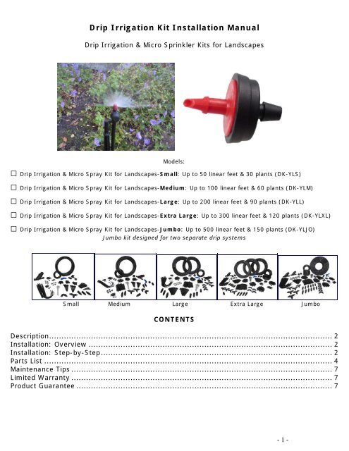 Drip Irrigation Kit Instruction Manual - Irrigation Direct