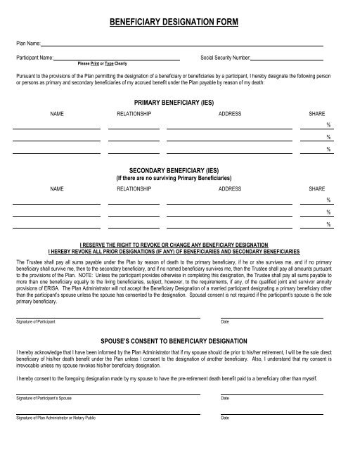 beneficiary designation form - Nypro.com