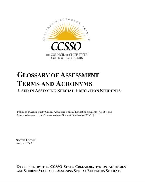 Glossary of Assessment Terms and Acronyms Used in Assessing ...