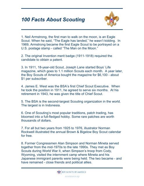 100 Facts About Scouting - Cub Source